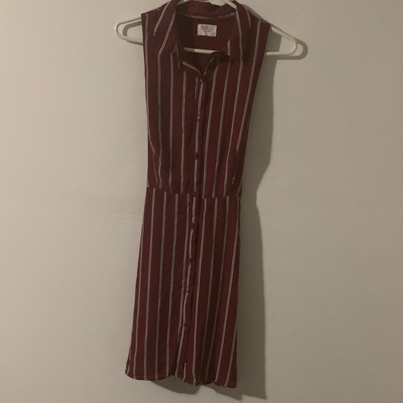 Sienna Sky | Dresses | Sienna Sky Burgundy And White Striped Midi Dress ...